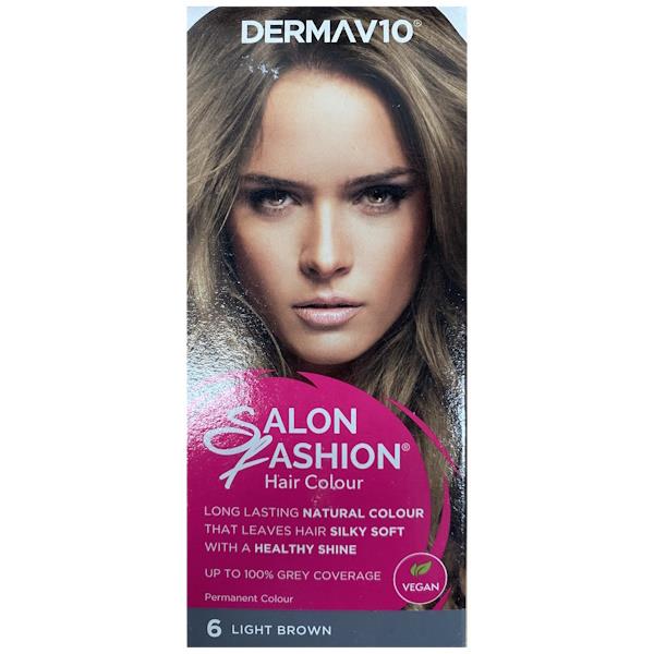 Derma V10 Salon Fashion Permanent Hair Colour 6 Light Brown – Lionel ...