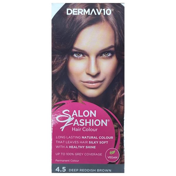 Derma V10 Salon Fashion Permanent Hair Colour 4.5 Reddish Brown ...