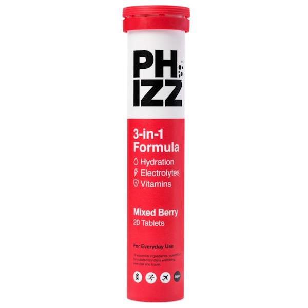Phizz 3-in-1 Formula Mixed Berry 20 Effervescent Tablets (Case of 12 ...
